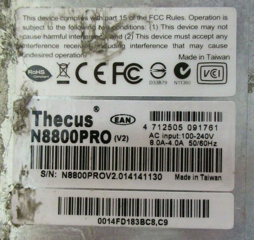 Thecus N8800PRO 10GbE Ready 2U Power Storage Server NAS Network ...