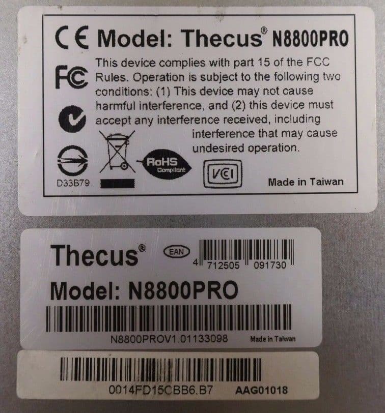 Thecus N8800PRO 2U NAS iSCSI Power Storage Server 7TB 3 5" SATA HDD