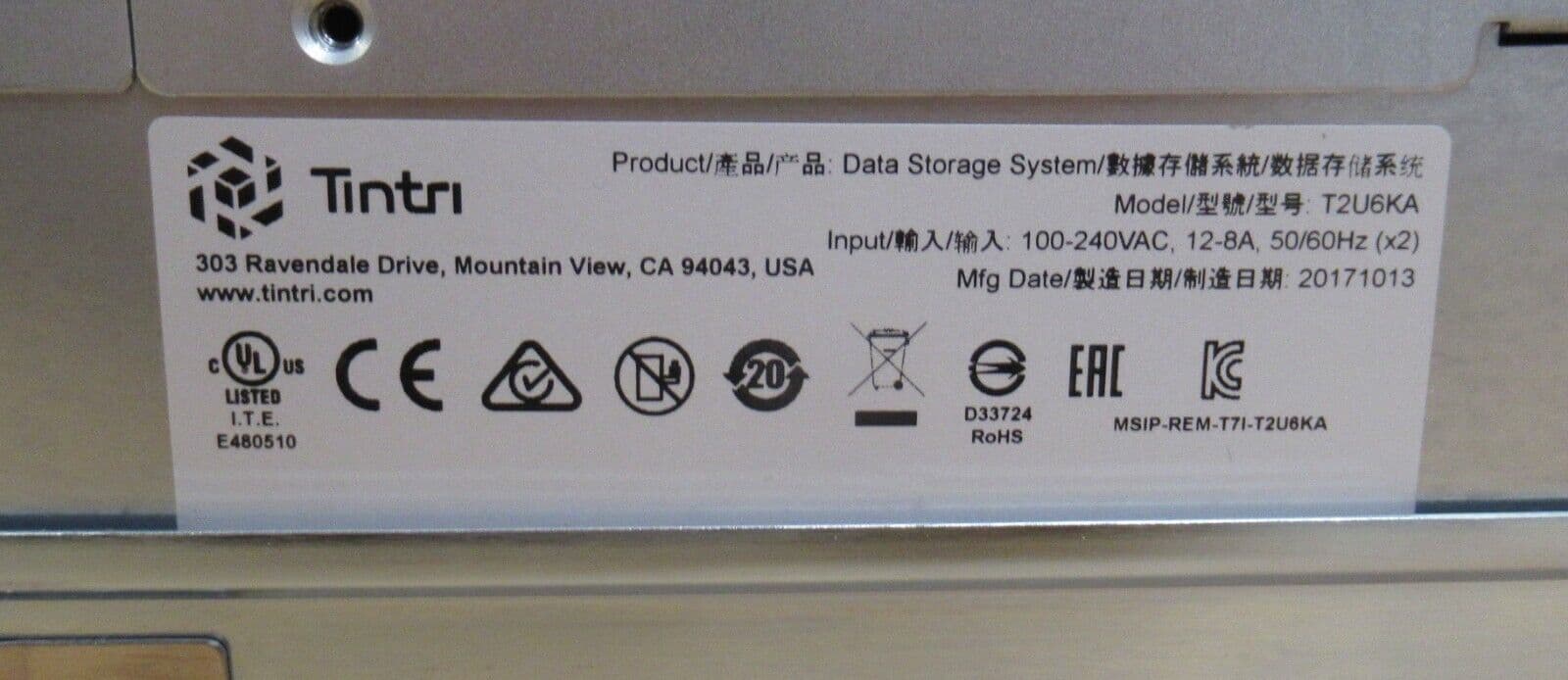 Tintri T1000 2x Controller 2x E5-2609v4 128GB All-Flash Storage System ...