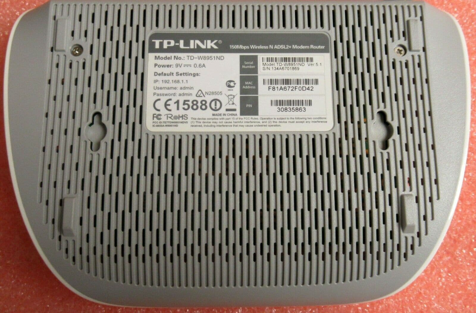 TP-Link TD-W8951ND 150Mbps Wireless N ADSL2 Modem Router AC Adapter ...