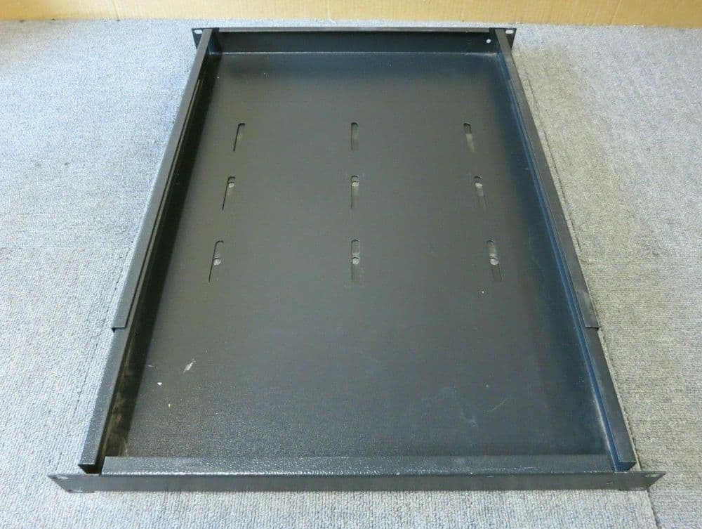 Universal 1U 19" Heavy Duty Adjustable 53cm to 90cm Rack Mount Shelf Black