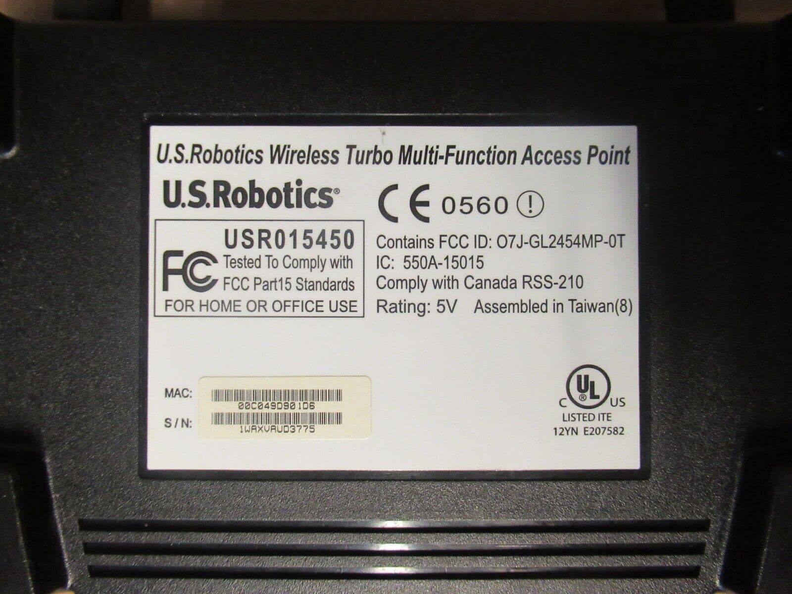 US Robotics 802 11G Wireless Turbo MultiFunction Access Point 5450