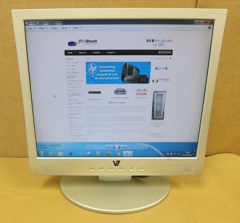 V7 Videoseven S19PS 19" Inch Silver LCD TFT Computer PC Monitor VGA DVI