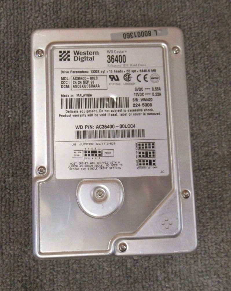 Western Digital AC36400-00LCC4 Caviar 6GB 5400RPM ATA-33 256KB 3 5 ...