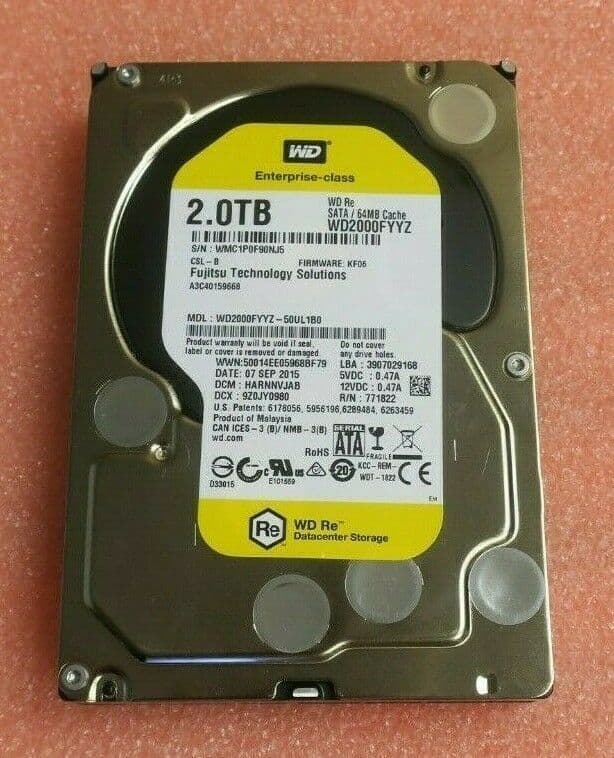 Western Digital Enterprise Grade WD 2TB 3 5" 7 2K SATA 6G HDD WD2000FYYZ