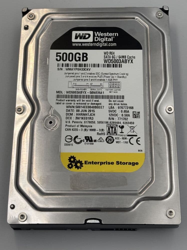 Western Digital RE4 500GB WD5003ABYX 64MB SATA 3 5" 6G LFF Internal ...
