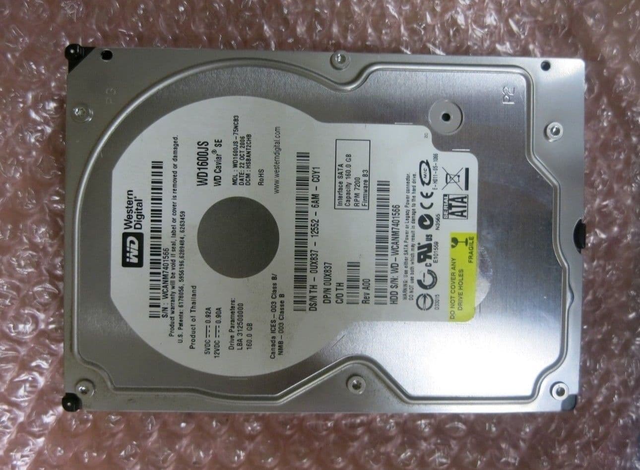 Western Digital WD1600JS 160GB HDD Hard Drive Disc 7200 SATA WD1600JS ...