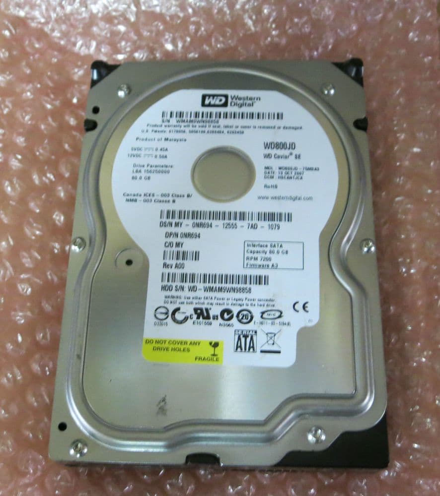 Western Digital WD800JD 0NR694 SATA 80GB 7200 RPM 8MB Buffer Internal ...
