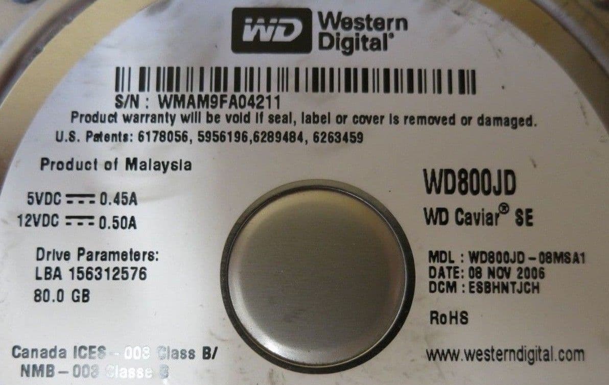 Western Digital WD800JD Caviar 80GB 7200RPM 8MB Cache 3 5" SATA ...