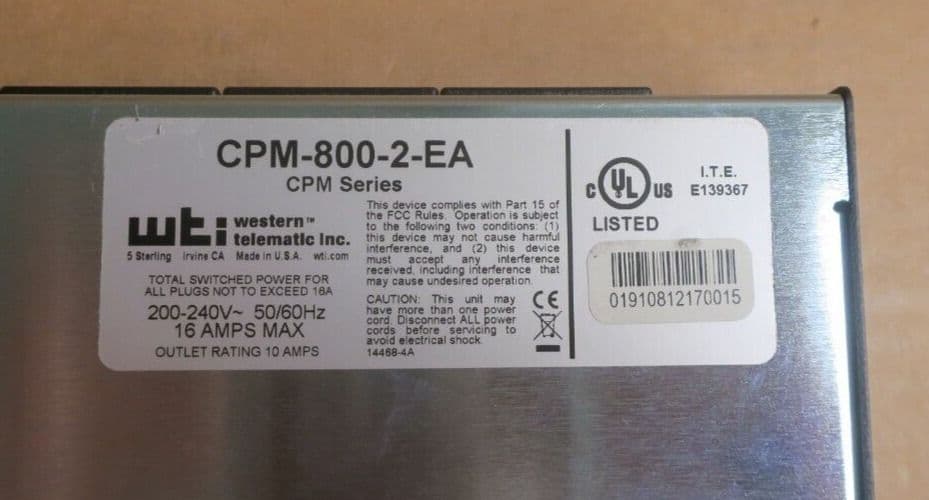 WTI Out-Of-Band Rescue Console Server 8x C13 PDU Combo Unit CPM-800-2-EA