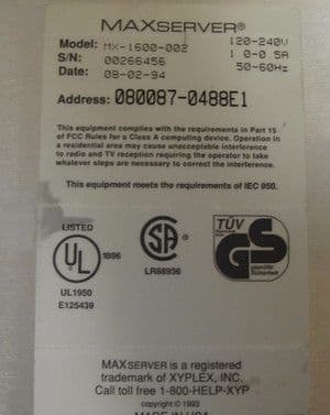 Xyplex Maxserver 1600 16-Port Terminal Server MX-1600-002 With 1Mb ...