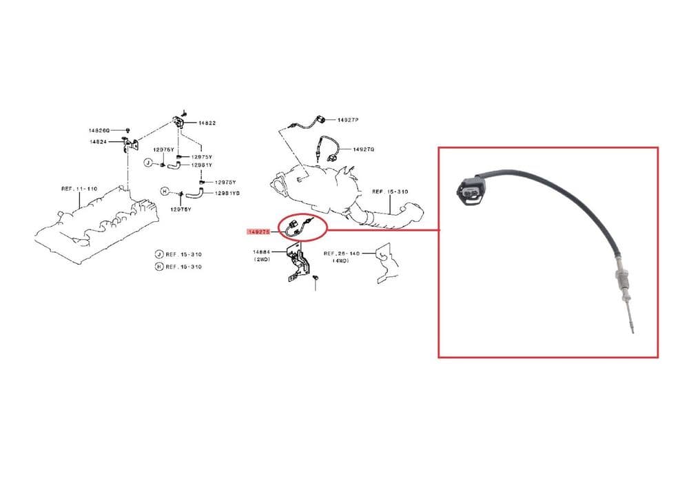 Mitsubishi L200 Pick Up 2.4DiD - KL1T (04/2015-06/2020) - Exhaust Gas Temperature Sensor