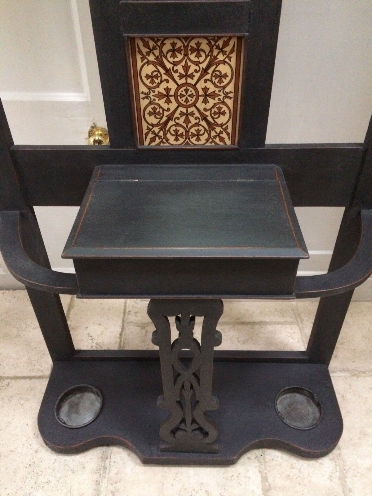 Antique Black Painted Hall Stand Coat Hat Rack Hall Table with Mirror ...