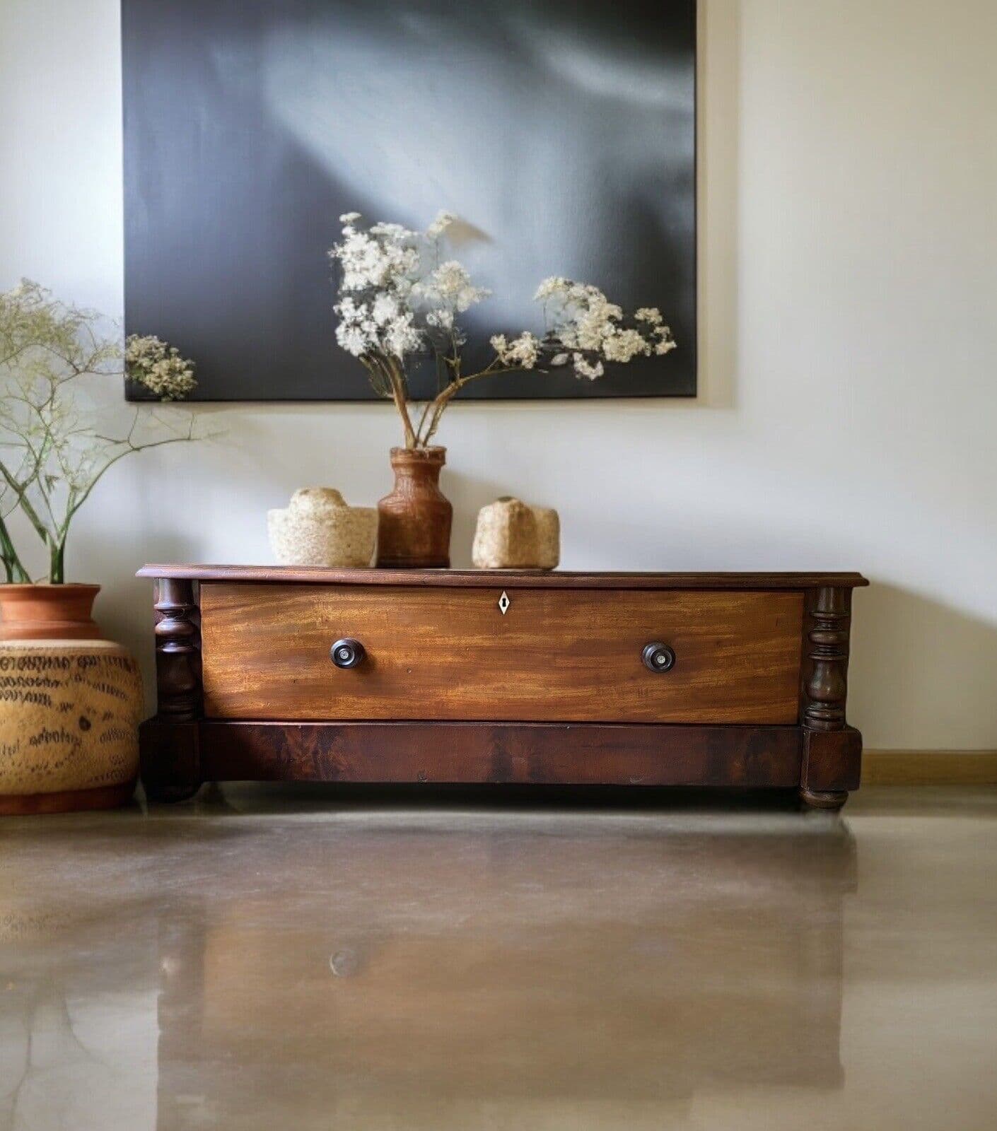 Antique Victorian Mahogany Lowboy Chest Sideboard TV Unit Ottoman ...