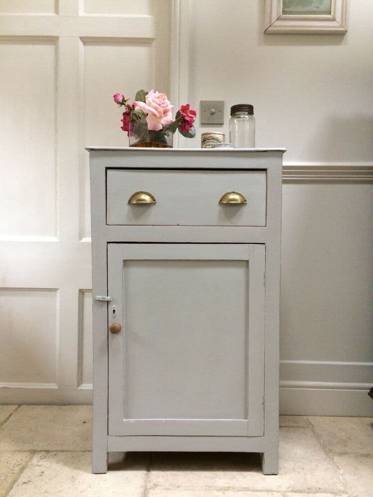 Hand Painted Freestanding Grey Kitchen Hall Cupboard Bathroom Cabinet Unit