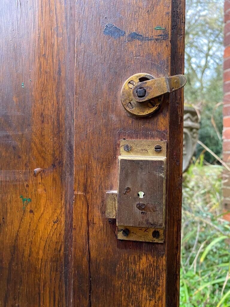 Large Antique Solid Oak School Cupboard Hall Larder Kitchen Cabinet