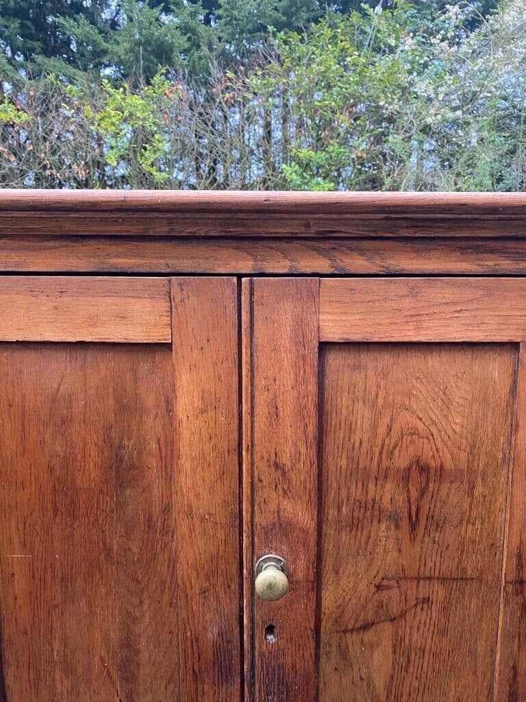 Large Antique Solid Oak School Cupboard Hall Larder Kitchen Cabinet