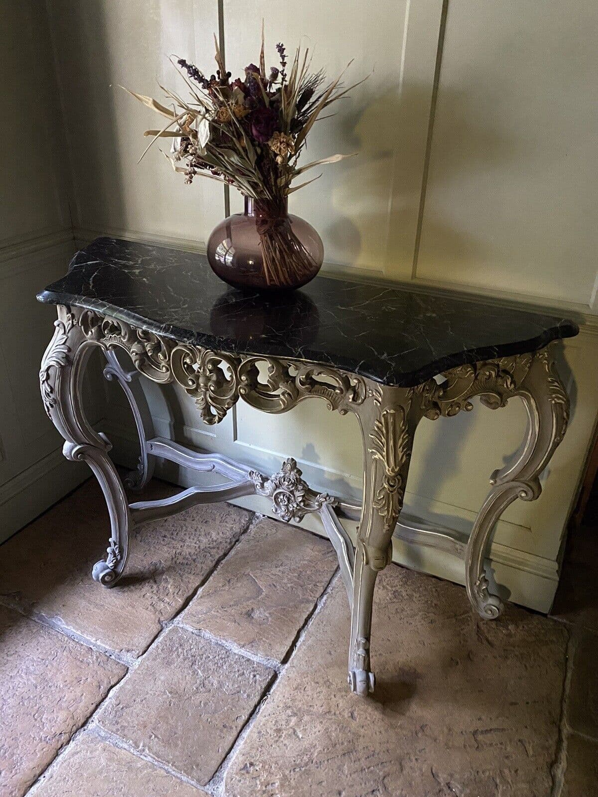 Vintage French Rococo Italian Marble Top Washstand Hall Dressing ...