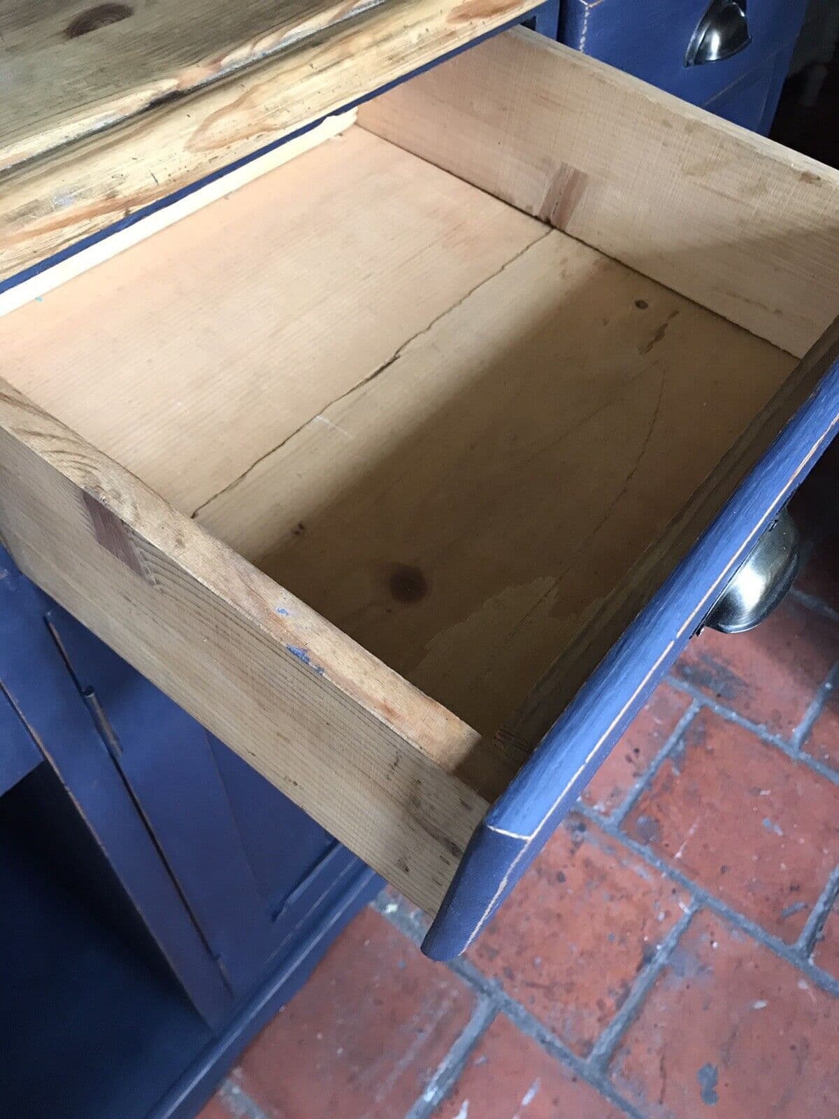 Vintage Pine Navy Painted Glazed Welsh Dresser Kitchen Cabinet ...