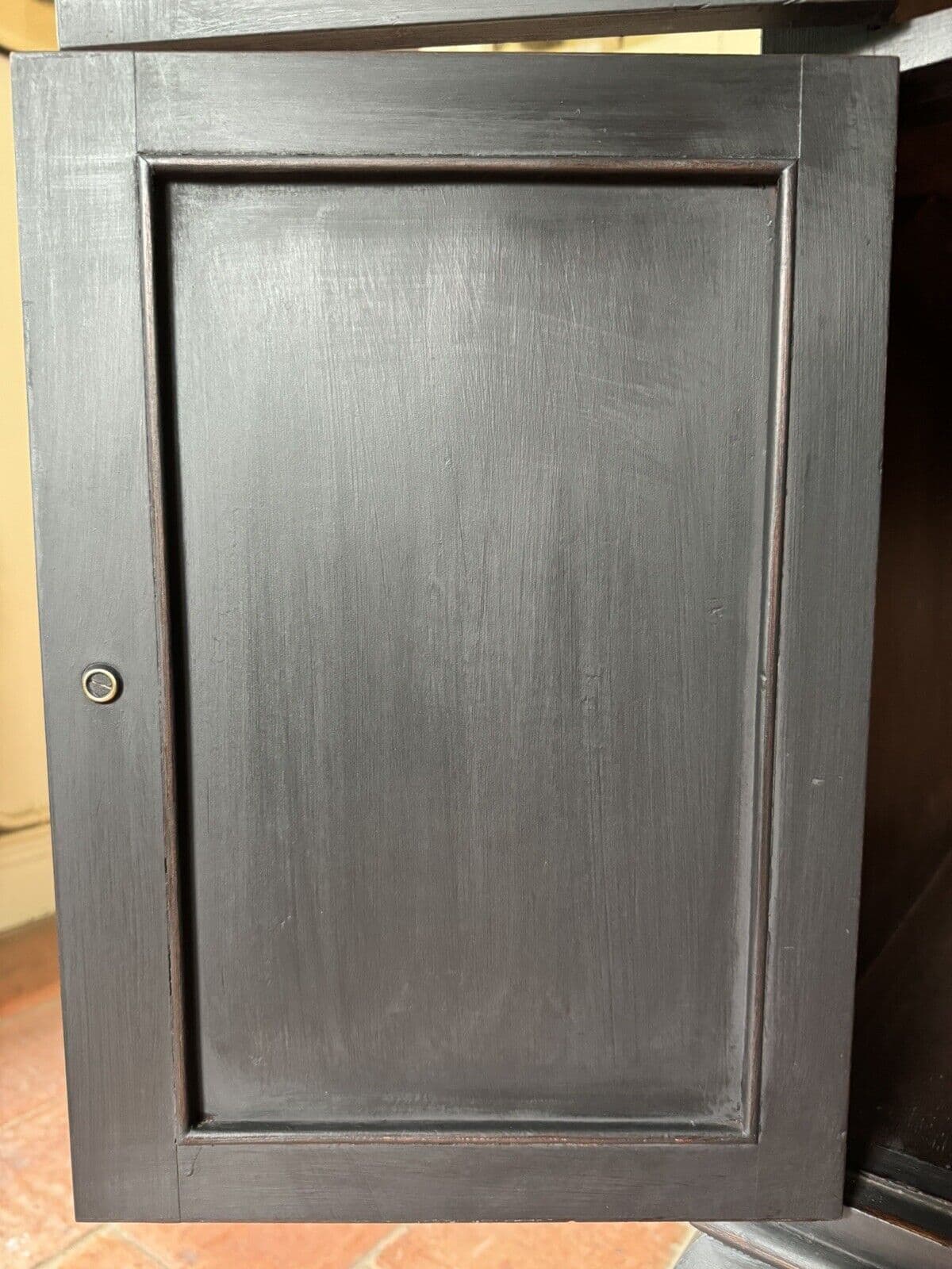 Vintage Solid Mahogany Lift Top Black Painted Music Stereo Cupboard Cabinet