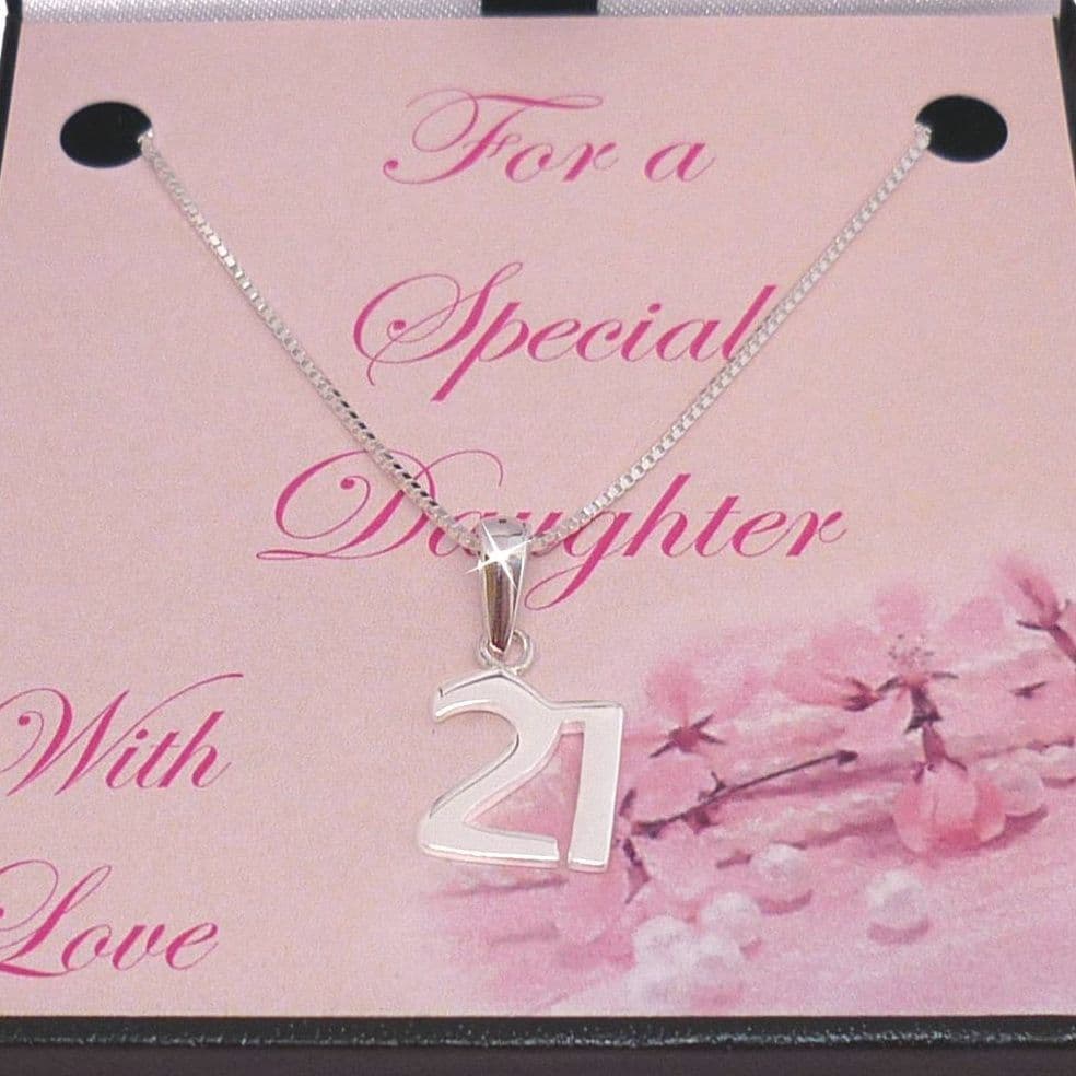 21 Necklace for 21st Birthday, Sterling Silver | Jewels 4 Girls