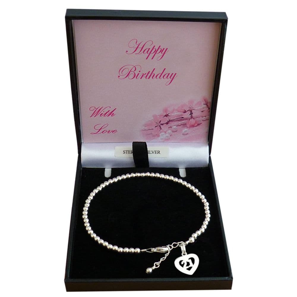 21st Birthday Bracelet, Sterling Silver Beads | Jewels 4 Girls