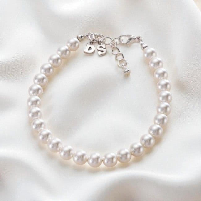925 Sterling Silver Bracelet for Bride with Bride and Groom Initial ...
