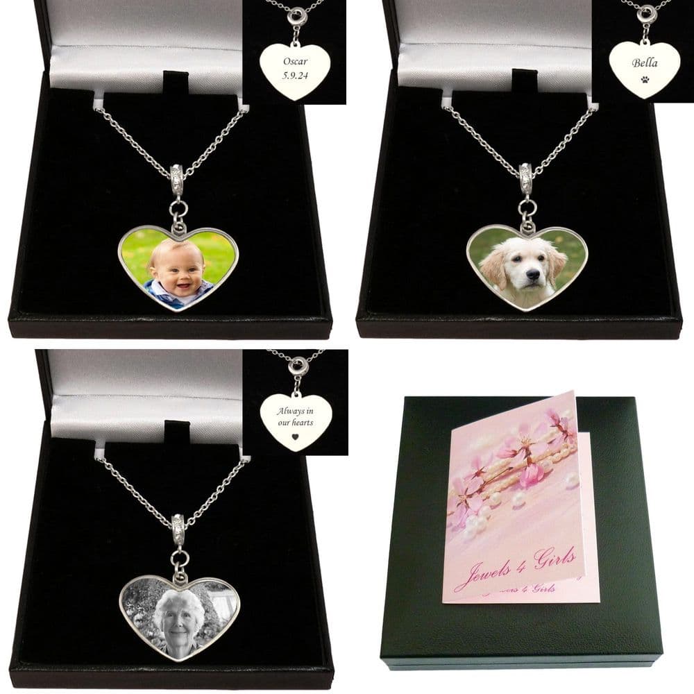 Beautiful Heart Necklace with Photo and Engraving | Jewels 4 Girls