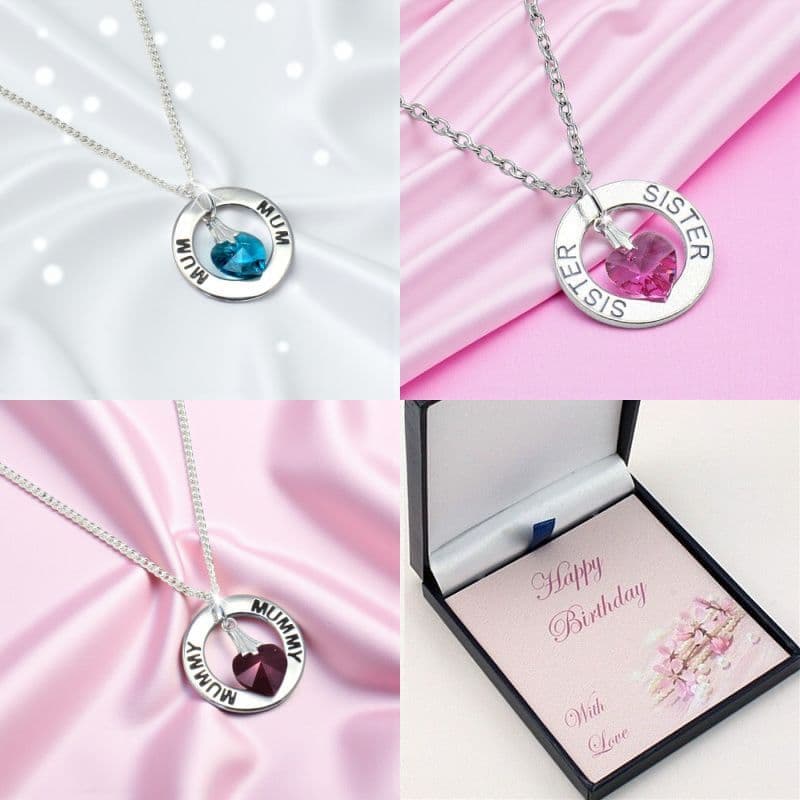 Ring Necklace with Birthstone Heart for Birthday | Jewels 4 Girls