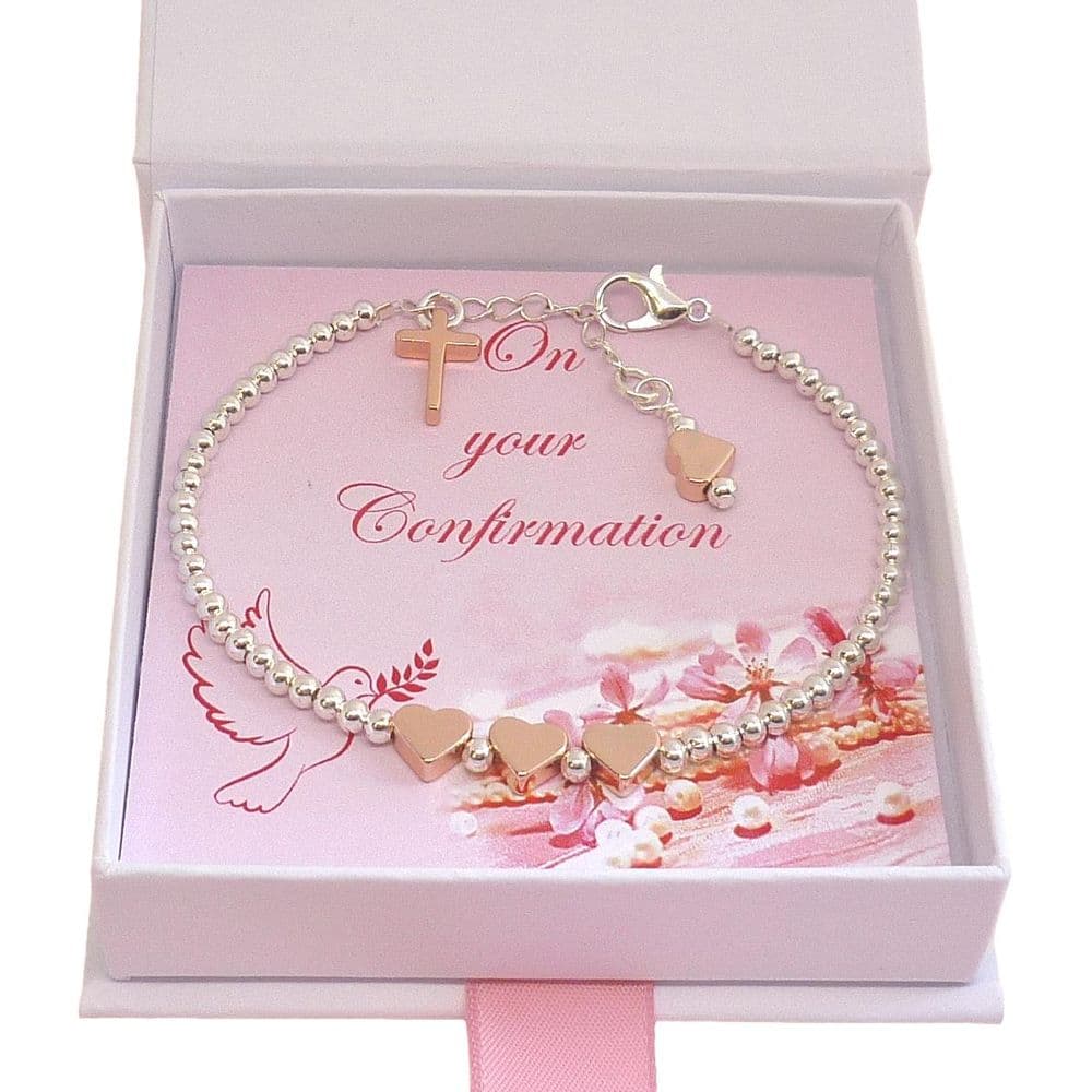 Confirmation Gift for a Girl, Bracelet with Rose Gold Cross | Jewels 4 ...