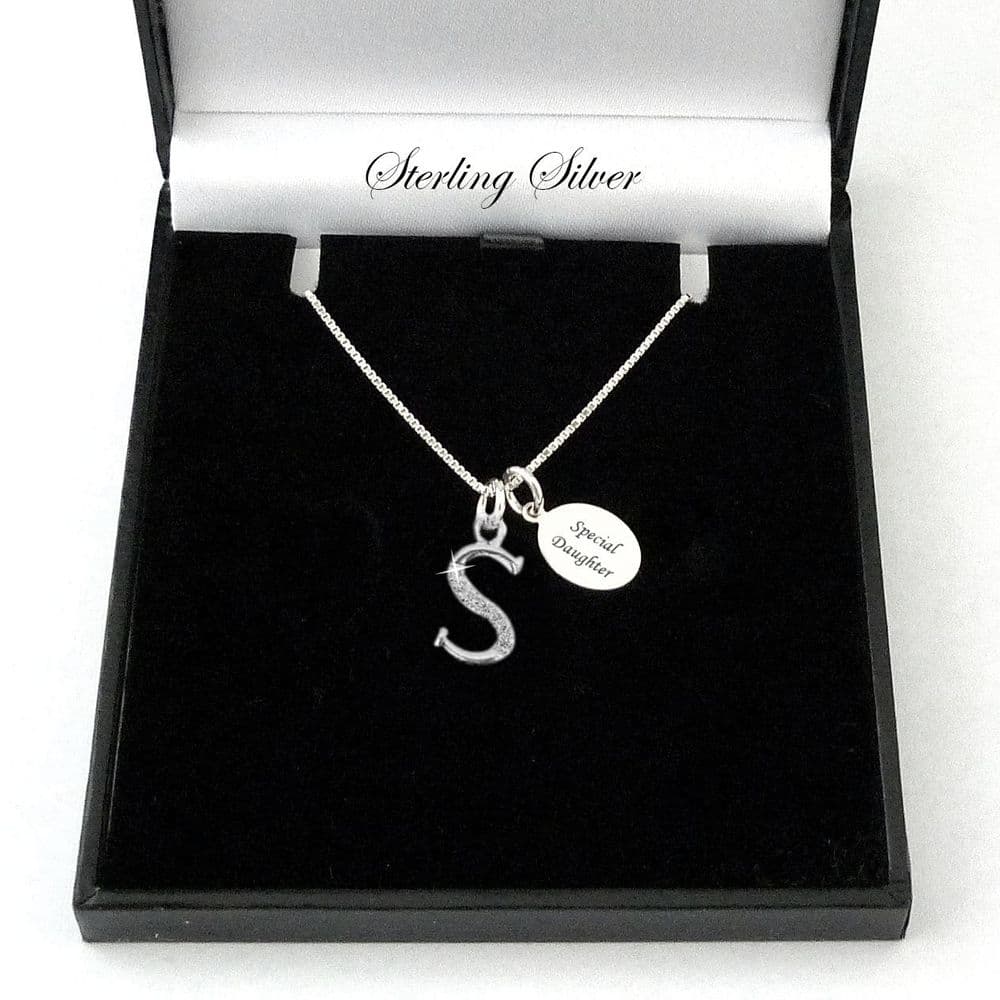Personalised Letter Necklace, 925 Sterling Silver & CZ Crystals ...