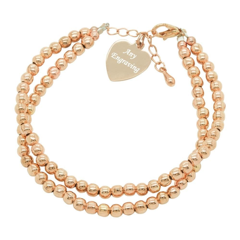 Rose Gold Beaded Bracelet, Personalised for Bridesmaid | Jewels 4 Girls