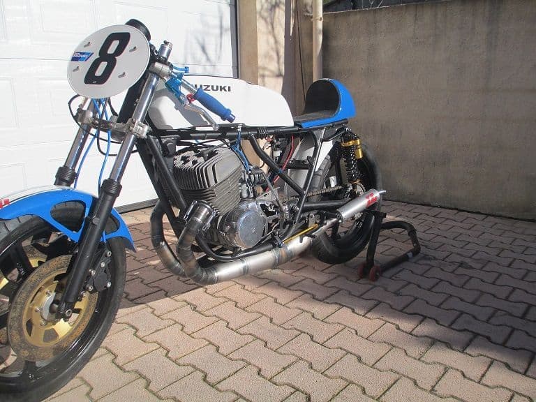 Suzuki TR500 MILD STEEL SIDE/SIDE Bolt-On Silencers RACE EXHAUSTS