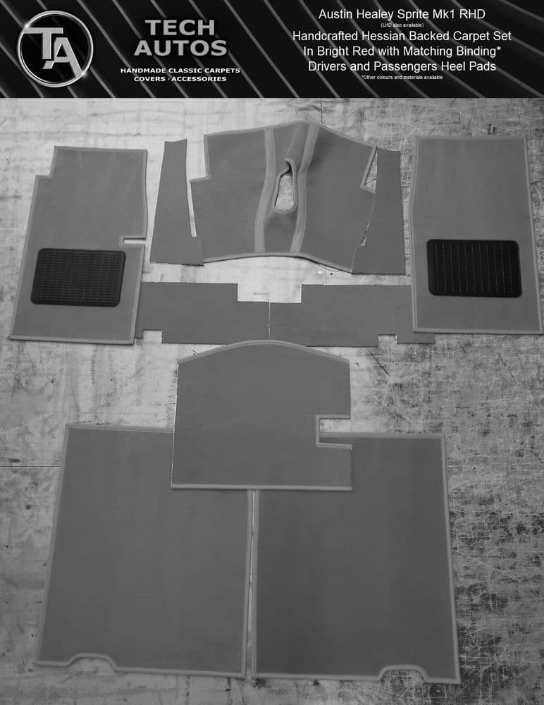 Austin Healey Sprite Mk1 Carpet Set in Auto Velour Handmade to Order