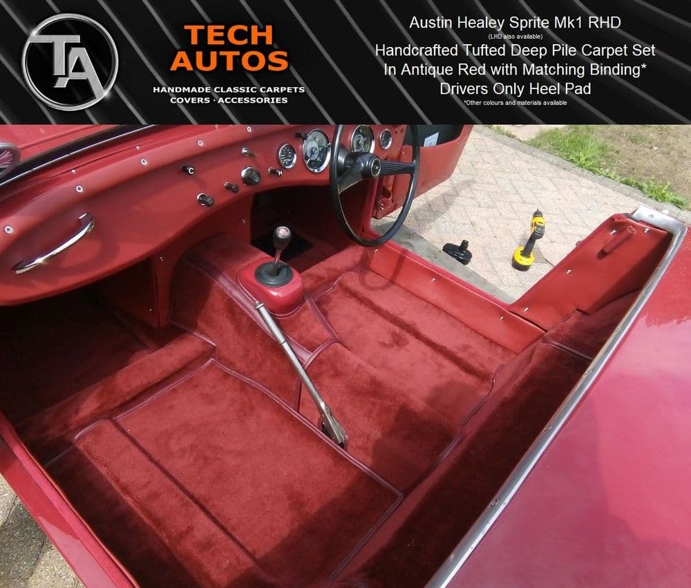 Austin Healey Sprite Mk1 Carpet Set in Tufted Deep Pile Handmade to Order