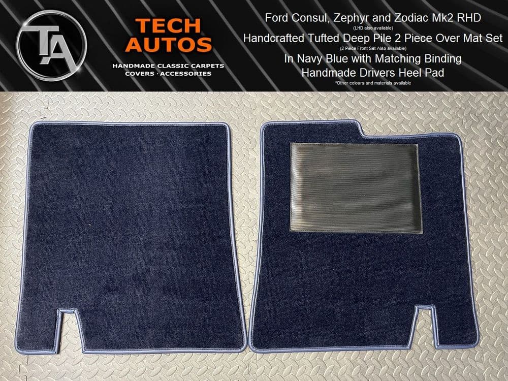 Ford Zephyr MK2 Over Mat Set in Auto Velour Handmade to Order