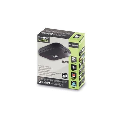 SURFACE EMERGENCY DOWNLIGHT IP44 215LM 3W 6000K 3HR NON-MAINTAINED ...