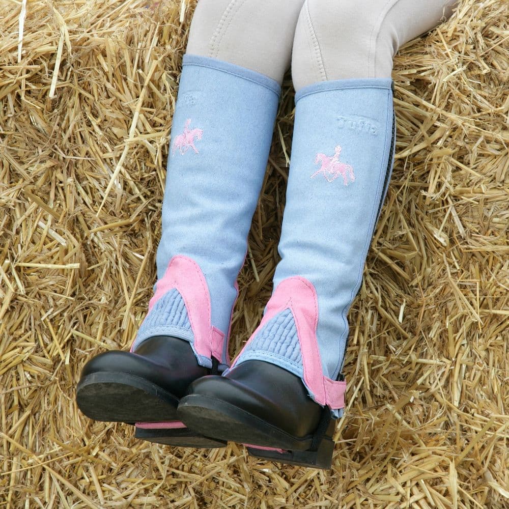 Tuffa Shetland Half Chap in Baby Blue/Pink