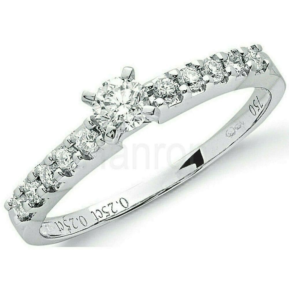 Certificated Diamond Solitaire Ring 18 Carat White Gold British Made ...