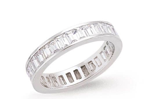 Full Eternity Ring Baguette Anniversary Ring Sterling Silver Platinum ...