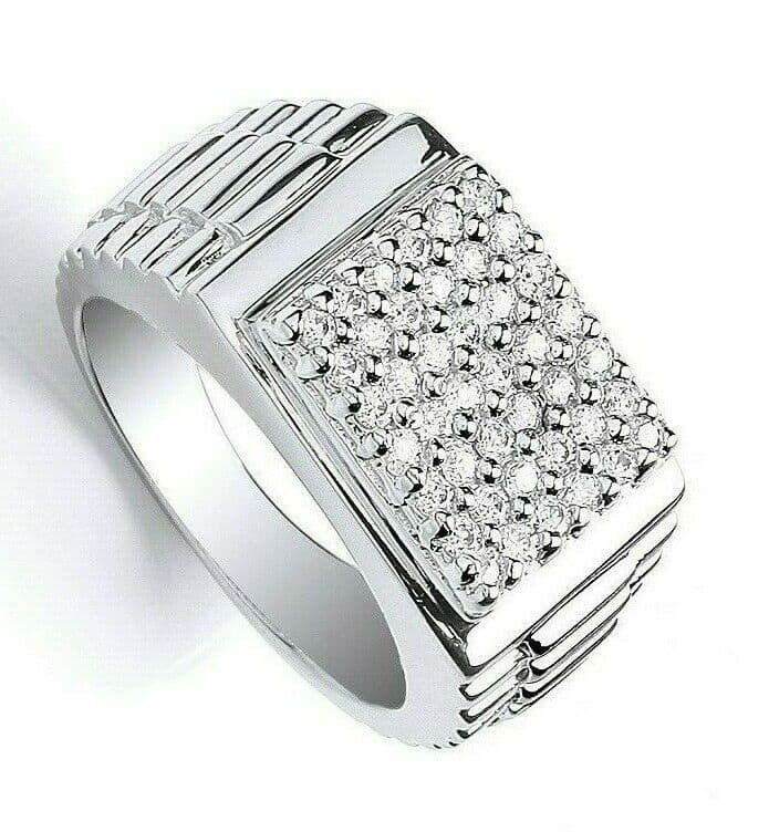 Gents Square Top Ring Watch Strap Design Sterling Silver Hallmarked ...
