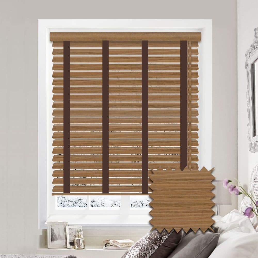 Sunwood Faux Wood Venetian Blinds with Tapes in Amber Just Blinds