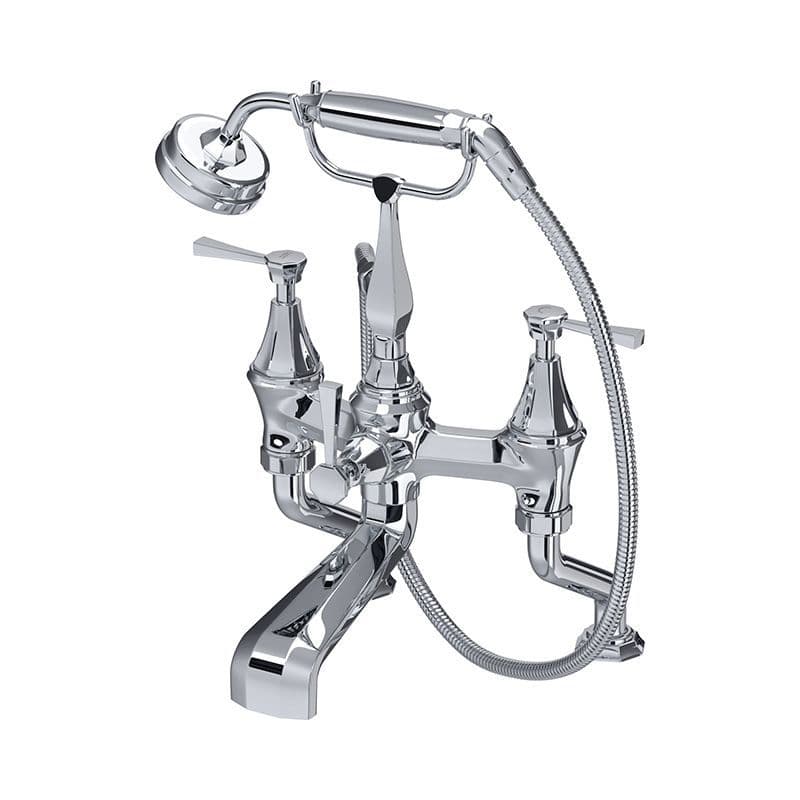 3100/1 Perrin & Rowe Deco Deck Mounted Lever Bath / Shower Mixer Tap ...
