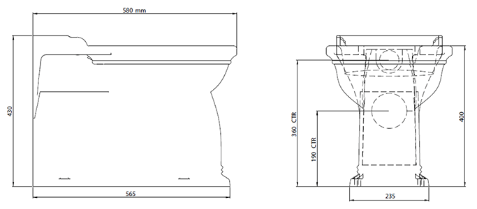 2879 Perrin & Rowe Victorian Back to Wall WC Pan