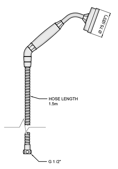 5195 Perrin & Rowe Deco Inclined Handshower And Hose