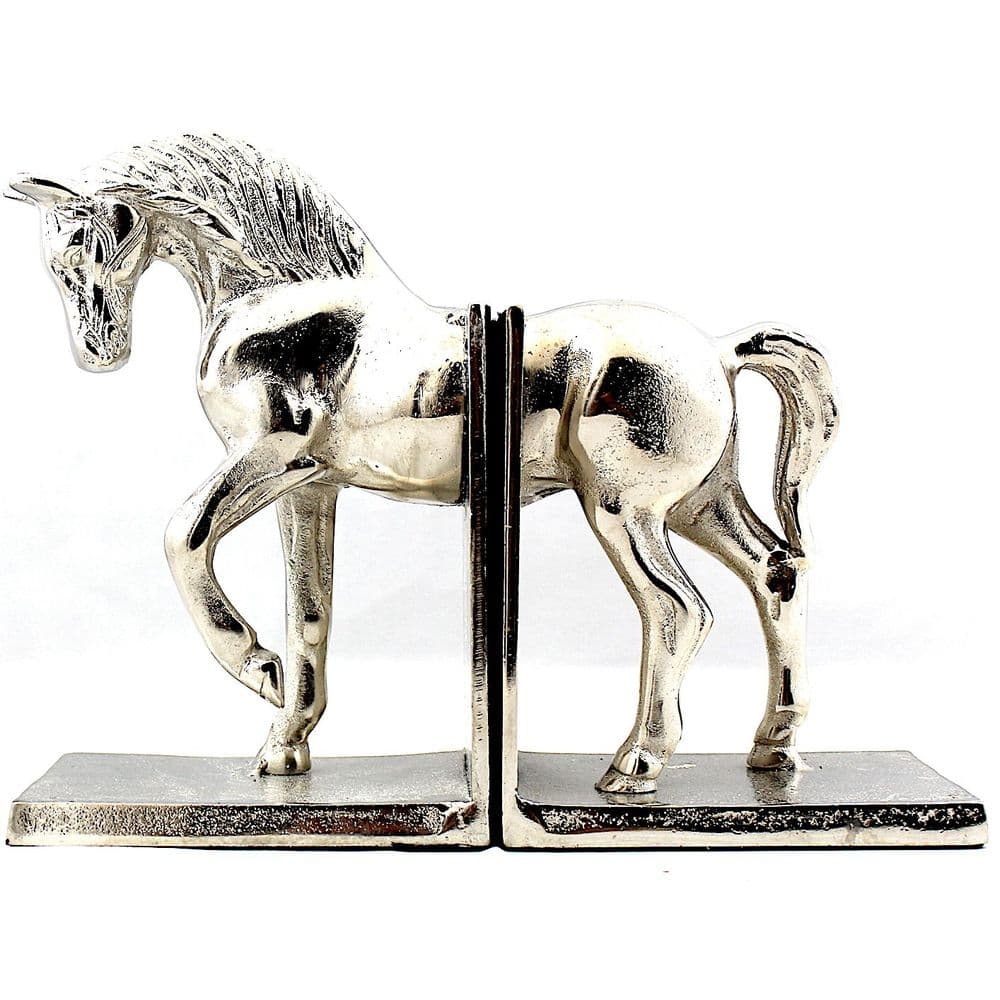 Silver Horse Bookends