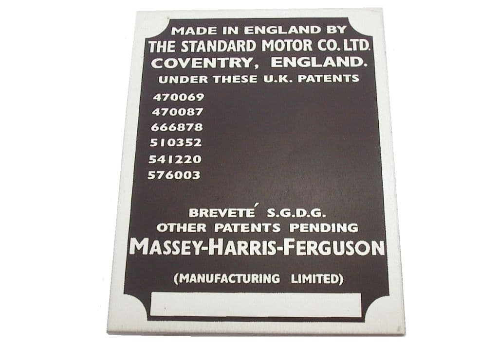 Massey-Harris-Ferguson TE20 Serial Plate