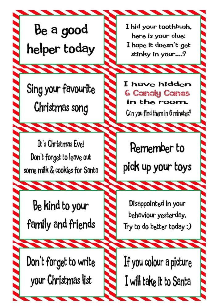 10 Business Card Size Elf Notes