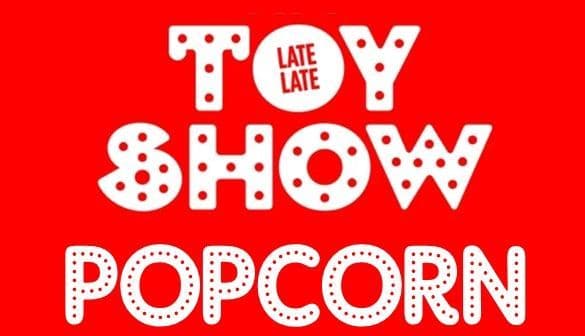 10 Red Late Late Toy Show Popcorn Stickers