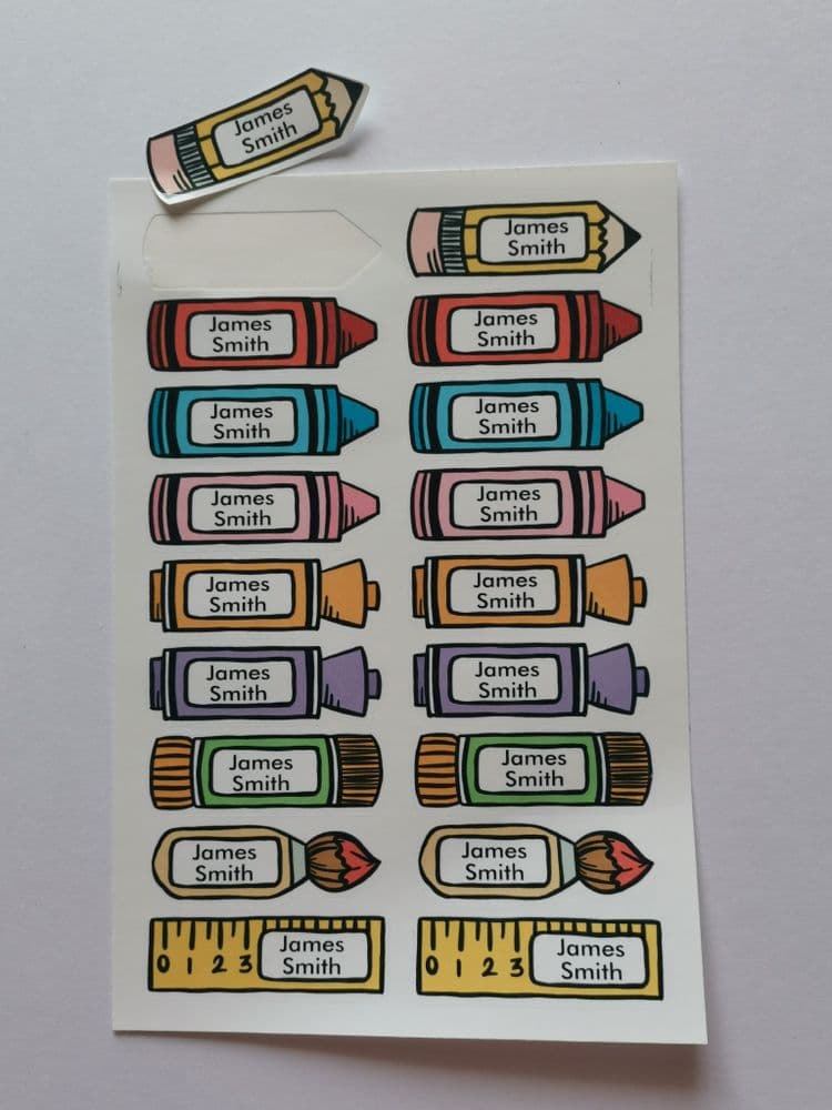 18 x Waterproof School Themed Labels
